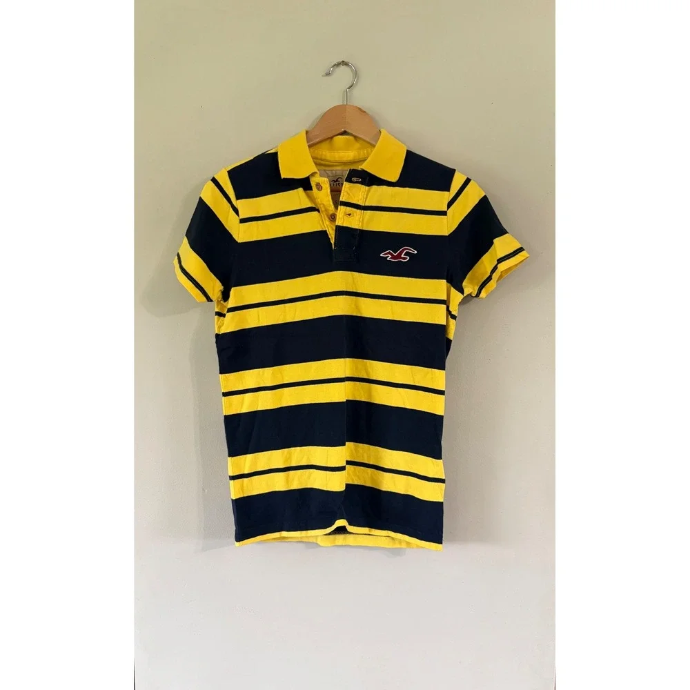 Hollister | Shirts | Y2k Hollister Small Striped Polo Shirt Navy Blue ...